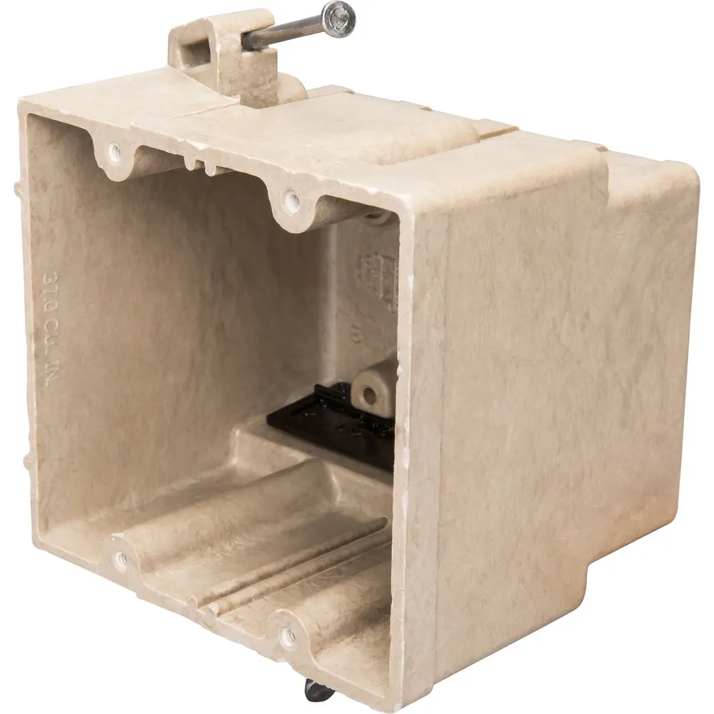 2-Gang Electrical Box w/ Nails, 37 Cu. In., New Work, Off White