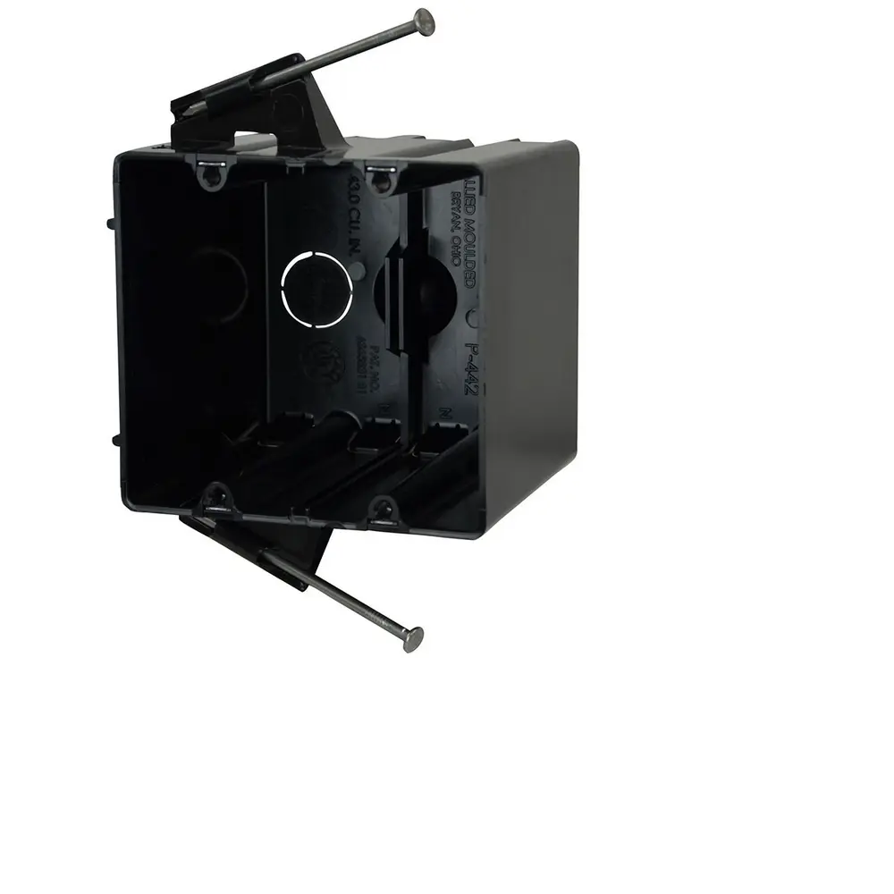 2-Gang Quick Thread™ Electrical Box w/ Angled Mid Nails, 43 Cu. In., Black