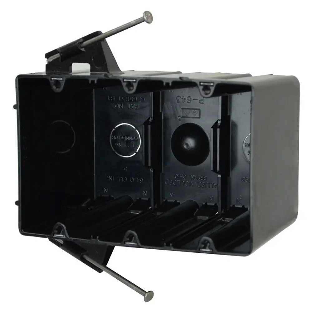 3-Gang Quick Thread™ Electrical Box w/ Angled Mid Nails, Black, 64 Cu. In.