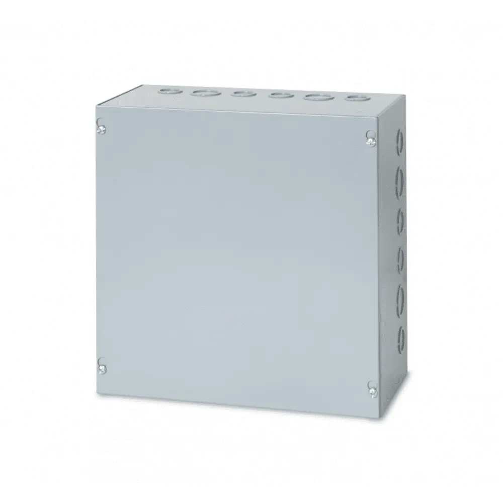 Electrical Enclosure, Screw Cover, 10 x 10 x 4 in., NEMA 1, Gray, w/ KO's