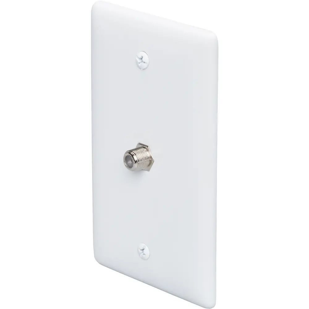 Single-Gang Data-Com Wall Plate w/ F Connector, White