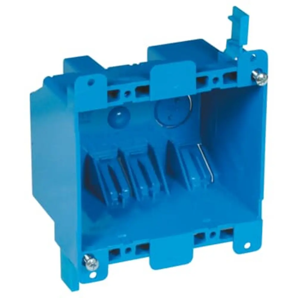 2-Gang Old Work Box Outlet w/ Swing Clamps, 25 Cu. In., Blue