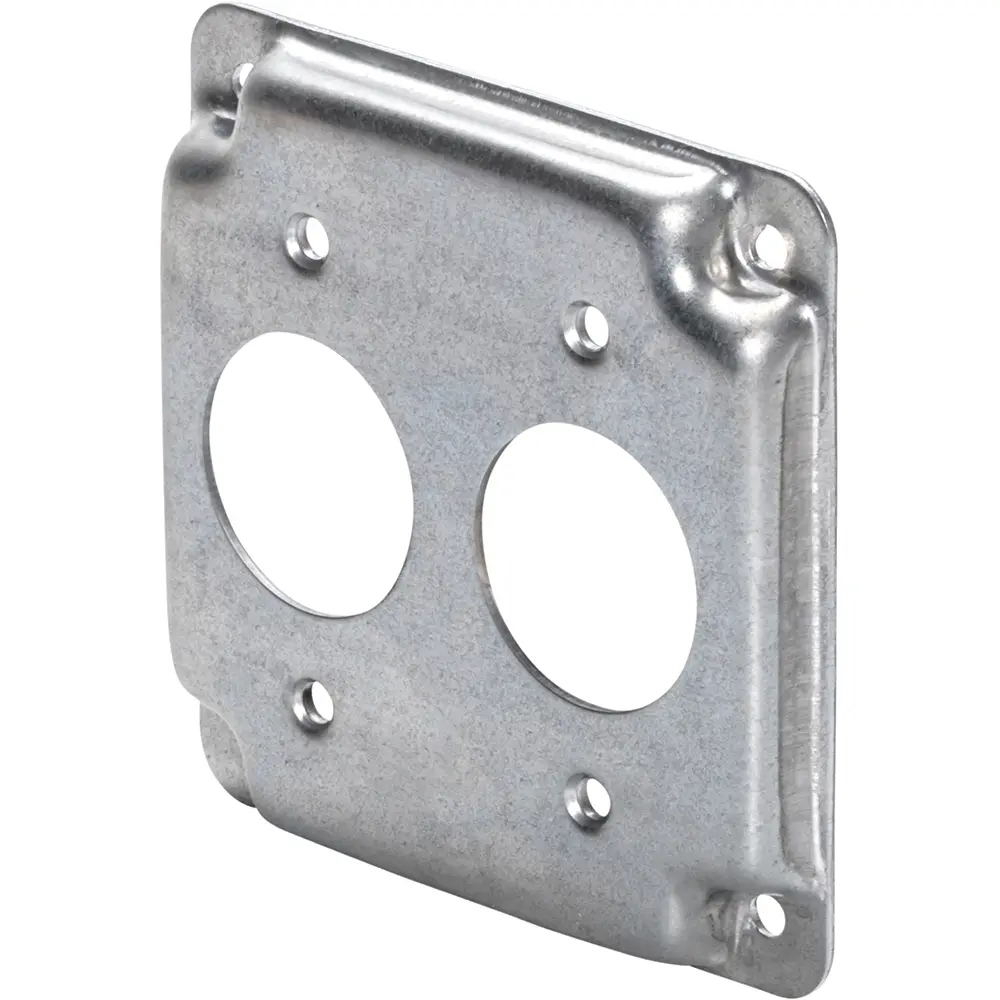 4" Square Industrial Cover w/ Crushed Corners, 2 Single Receptacles