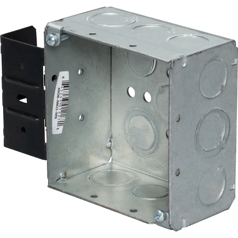 4" Square Box w/ MKO, Metal Stud Bracket, 1/2" MKO's, 2-1/8" Deep