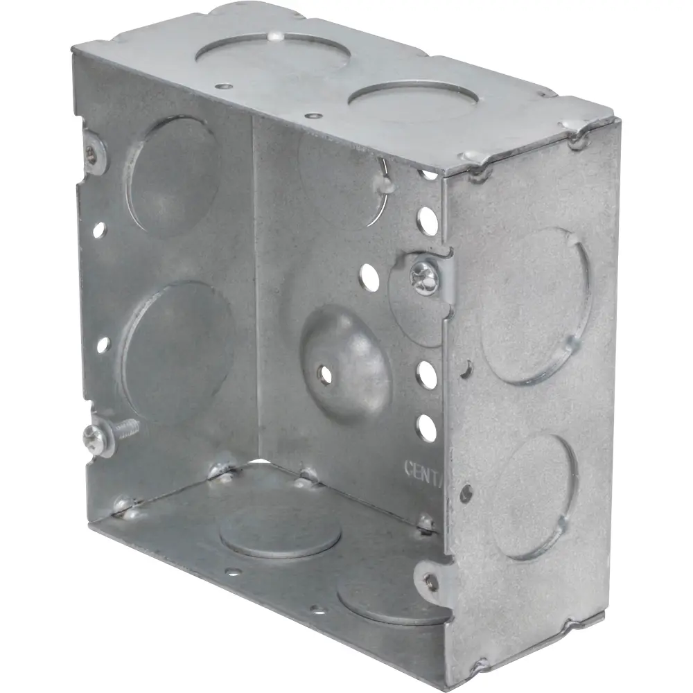 4-11/16" Square Box w/ Raised Ground Emboss, 1/2", 3/4", 1" KO's, 2-1/8 ...