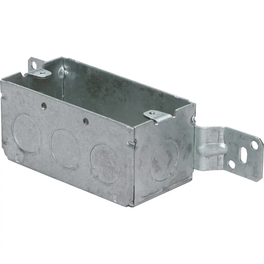 Single-Gang Welded Handy Box w/ Flush Bracket, 1/2" KO's, 1-7/8" Deep