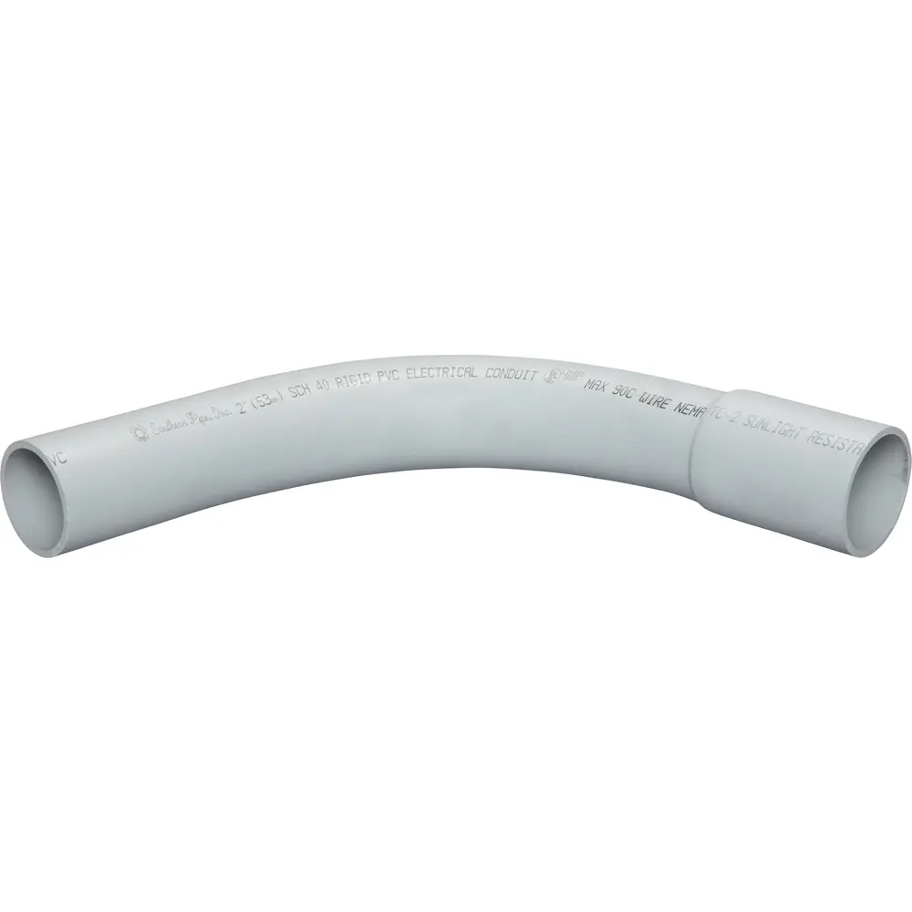 Elbow, Bell End, 2 In., 90°, Schedule 40, PVC, Gray