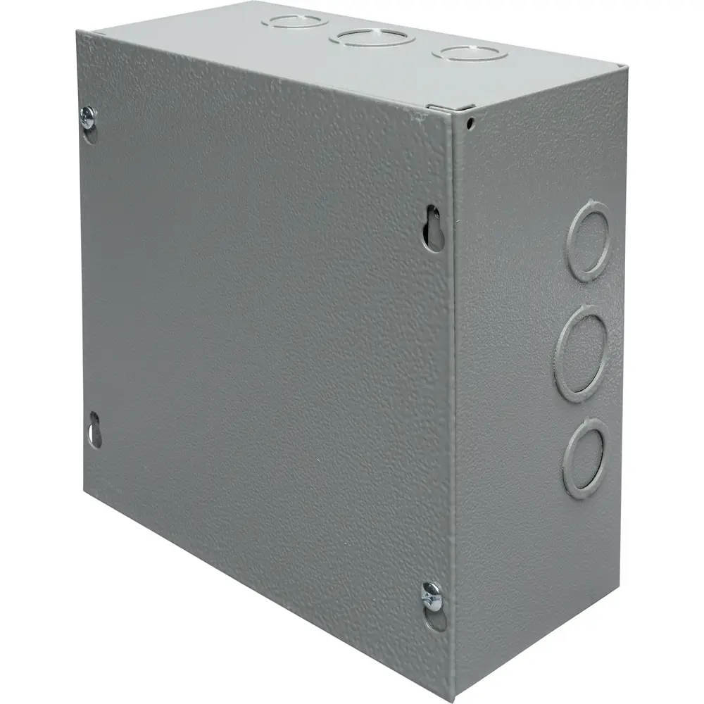 Electrical Enclosure, Screw Cover, 8 x 8 x 4 in., NEMA 1, Gray, w/ KO's