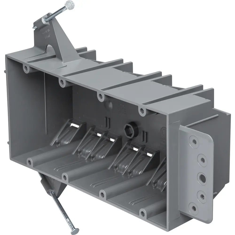 4-Gang Plastic Switch Box, Nail-On, 55 Cu. In.
