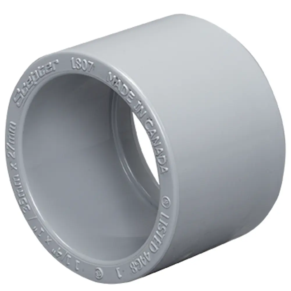 Reducer, 1-1/4 In. to 1 In., PVC, Gray