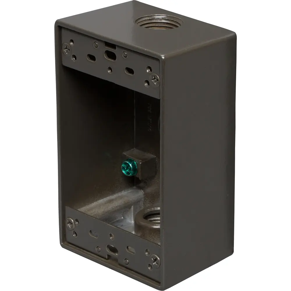 2" Deep Single-Gang Weatherproof Box, (3) 1/2" Hole, Bronze