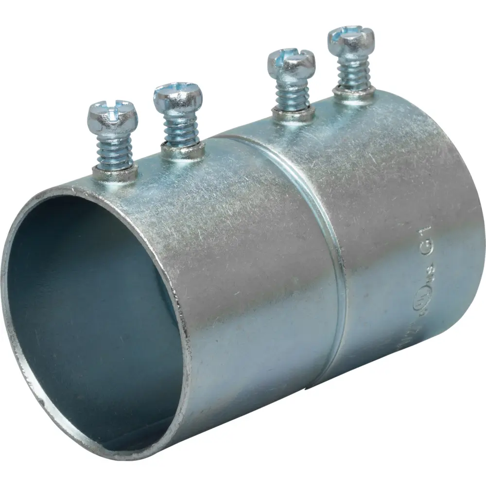 Set Screw Coupling, EMT, 1-1/2 In., Steel, Gray