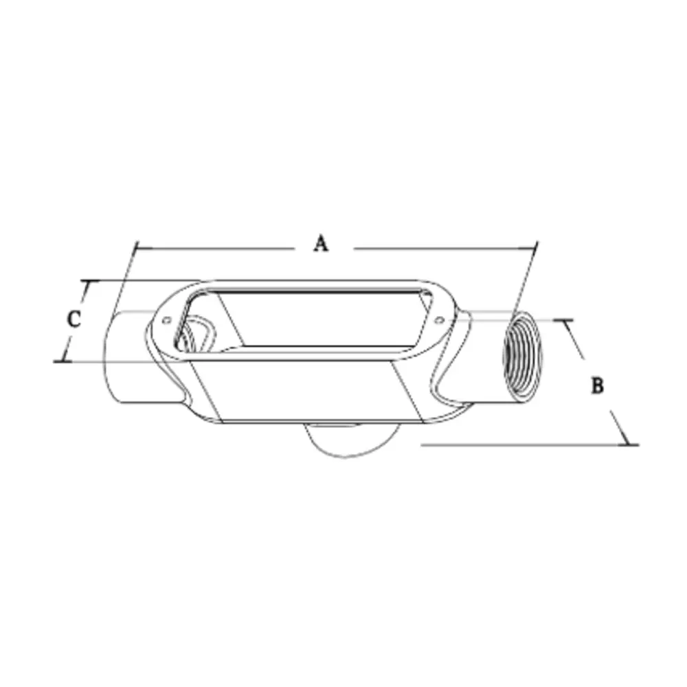 Conduit Body, TB, 1 In., Malleable Iron, Gray, Form 5