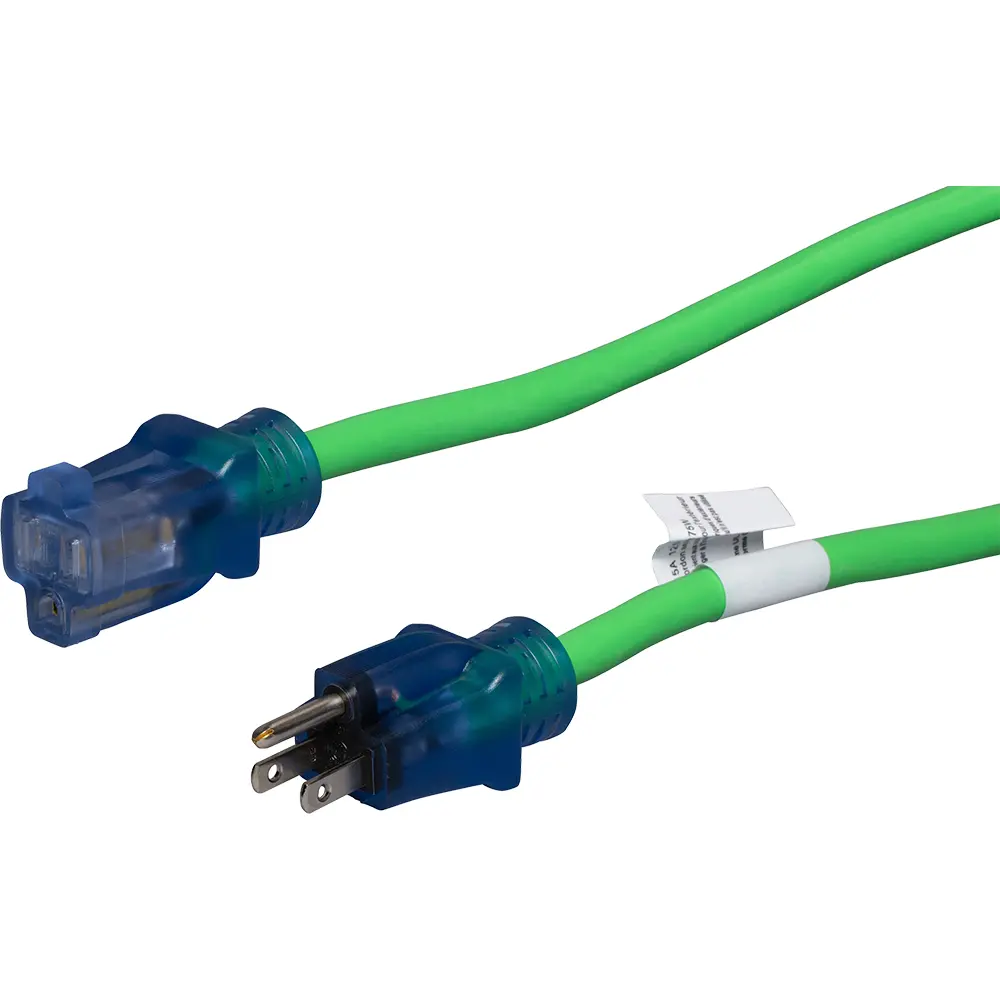 50' 12/3 SJTW Heavy Duty Lighted Extension Cord, Green