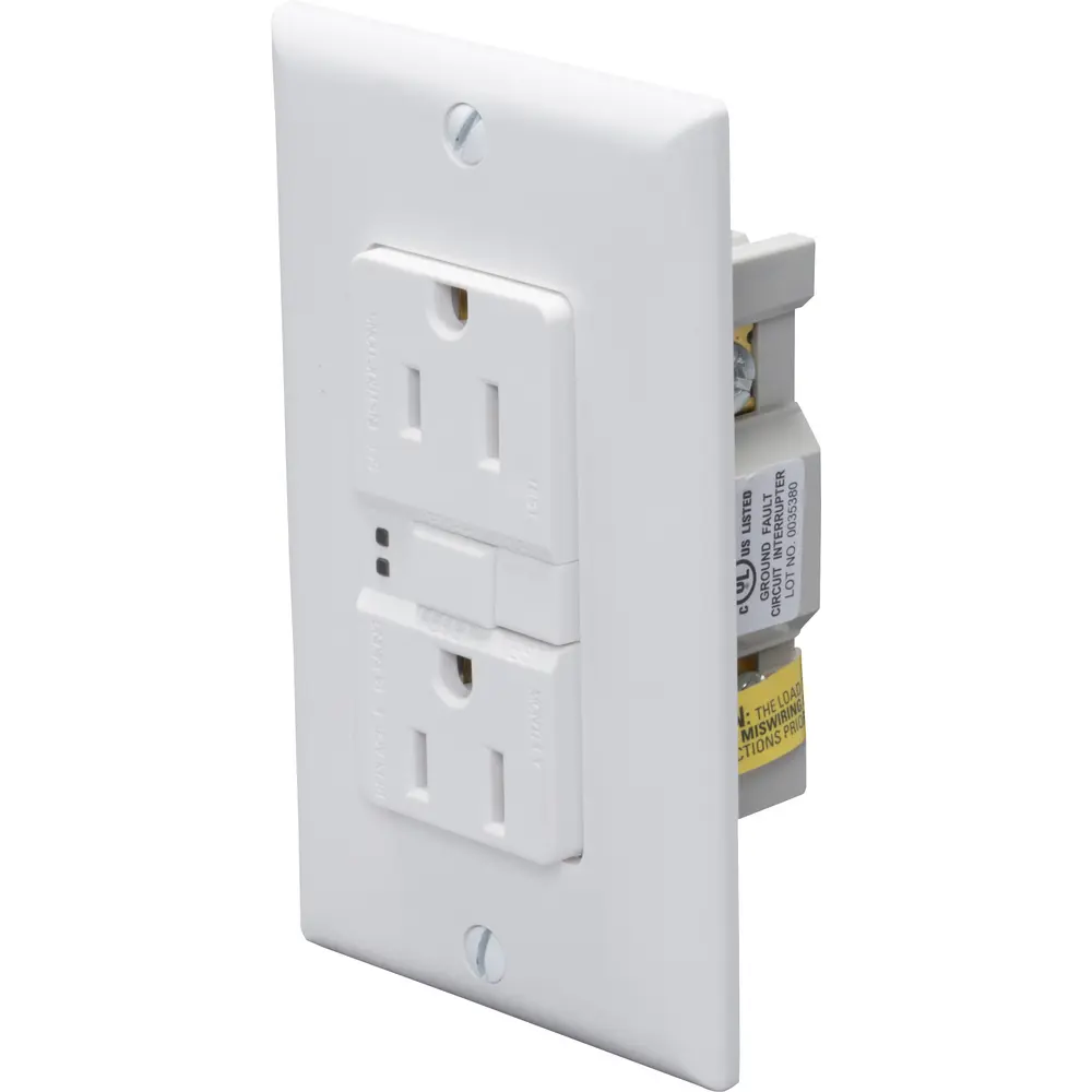 15 A 125 VAC Self-Test GFCI Receptacle, White