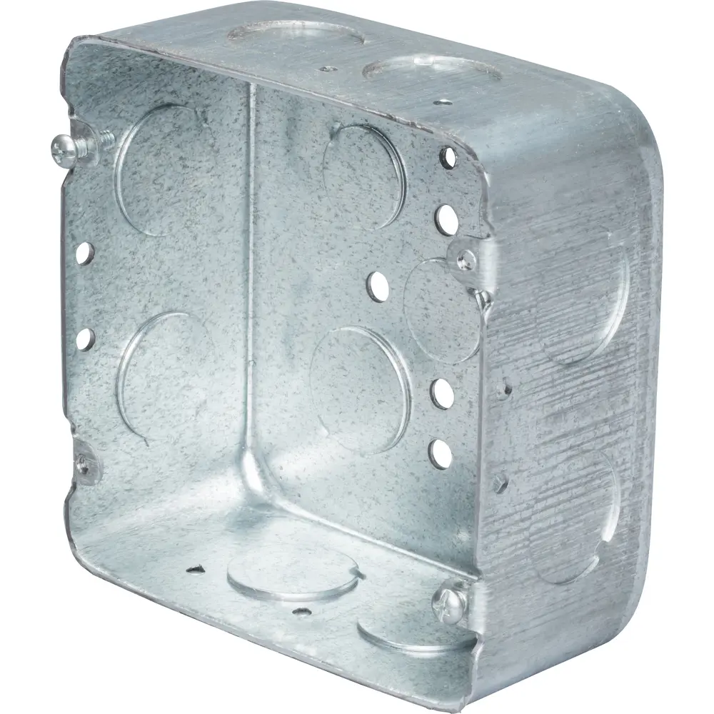 4-11/16" Square Outlet Box, Drawn, Air Plenum, (3) 1/2", (10) 3/4" KO ...