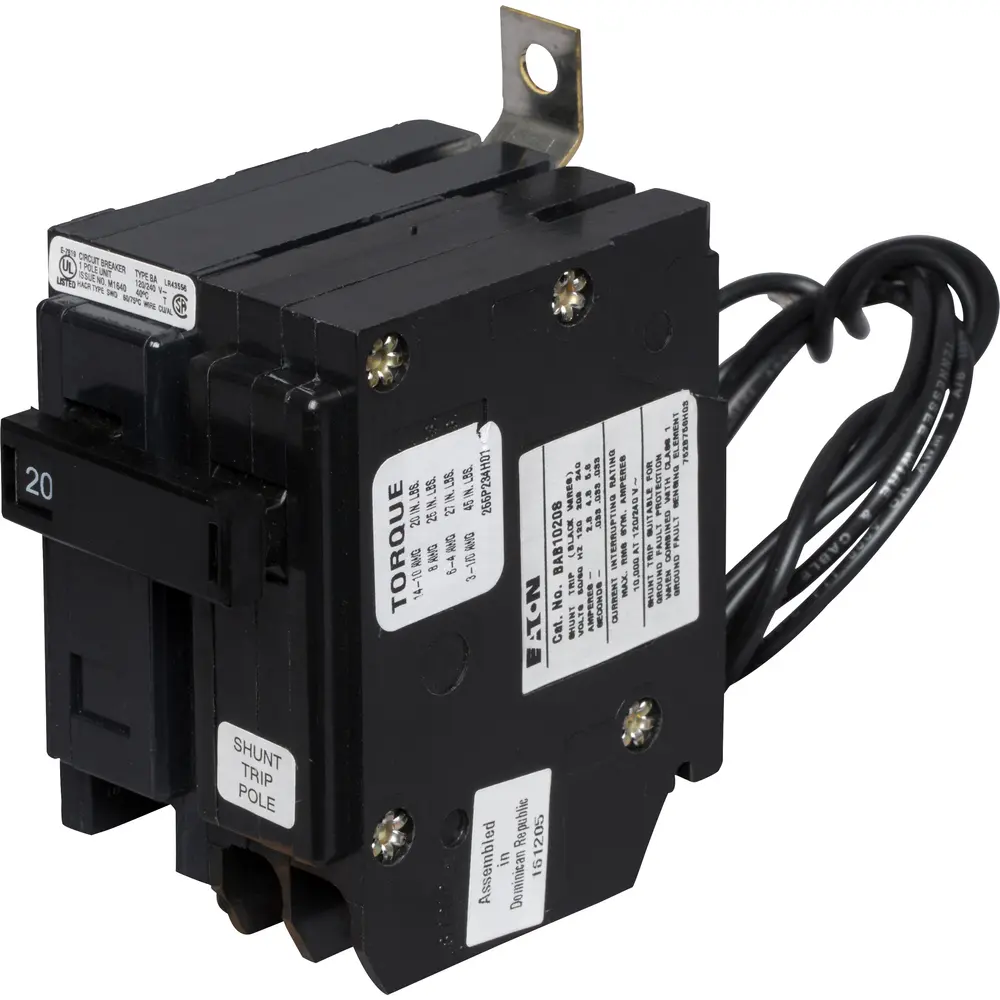 20 A Single-Pole 120/240 VAC BAB Bolt-On Shunt Trip Circuit Breaker