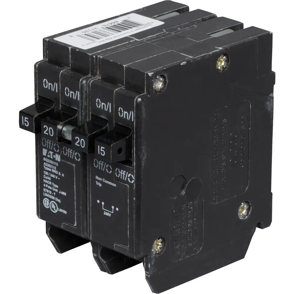 Circuit Breaker, Tandem, Plug-In, (2) 1P 15A (1) 2P 20A, 120/240VAC, 4-Pole
