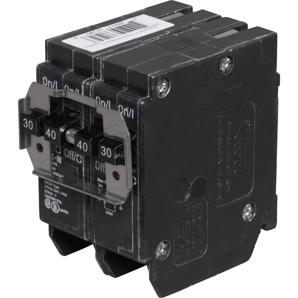 Circuit Breaker, Tandem, Plug-In, (1) 2P 30A (1) 2P 40A, 120/240VAC, 4-Pole