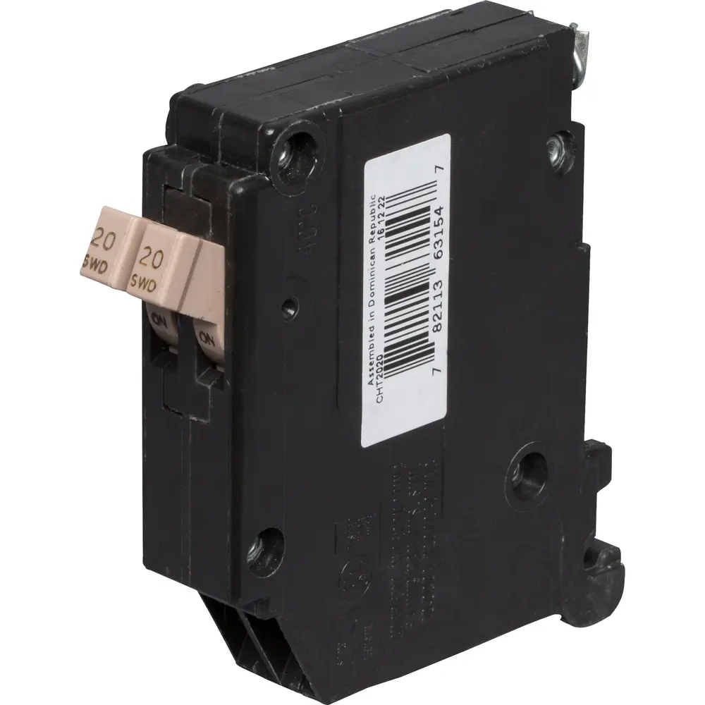Circuit Breaker, Tandem, Plug-In, (2) 1P 20A, 120/240VAC, Single-Pole