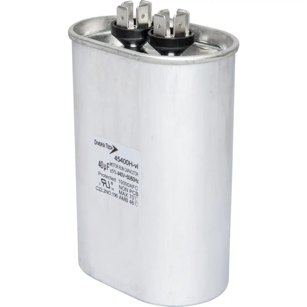 Motor Run Capacitor, 440 VAC, Oval, 40µF