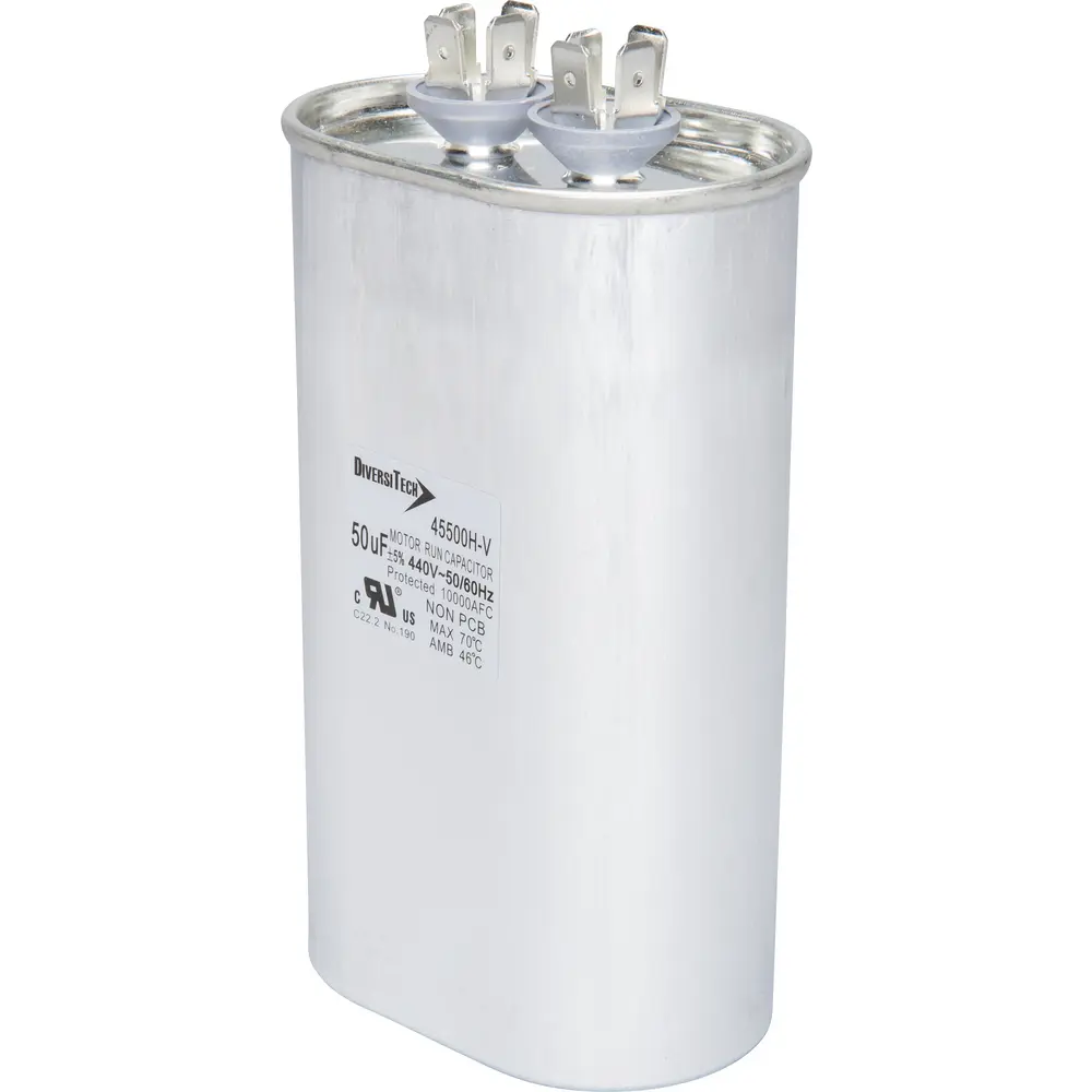 Motor Run Capacitor, 440 VAC, Oval, 50µF