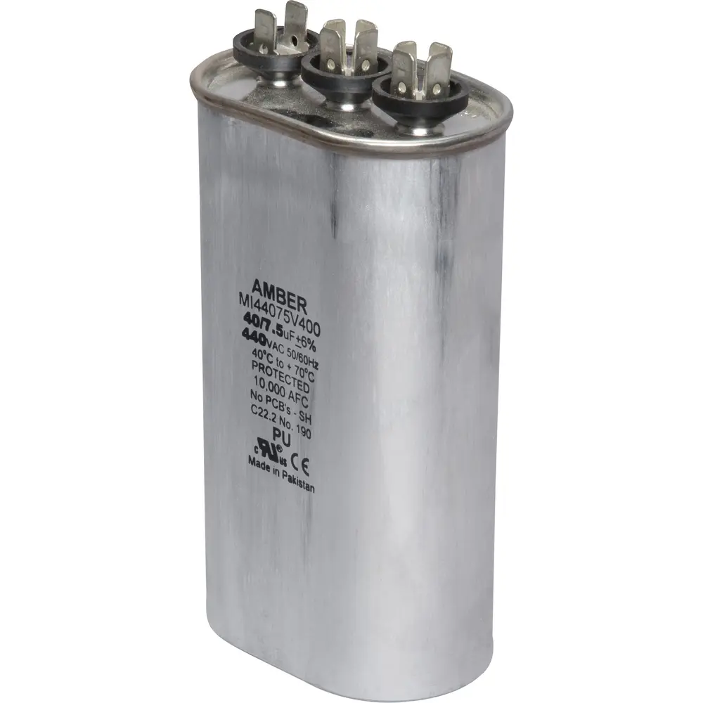 Motor Run Capacitor, 440 VAC, Oval, 40+7.5µF