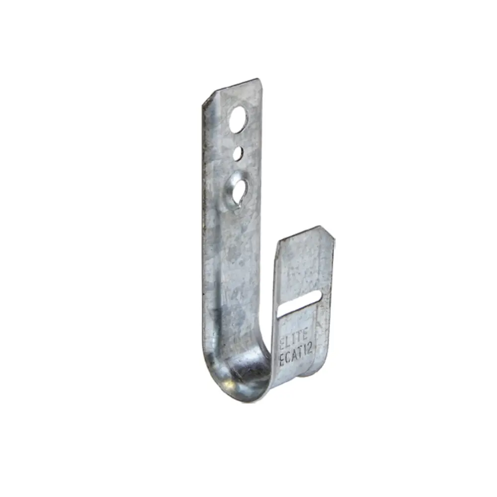 Cable Hook, J-Hook, 2", Hammer-On, Cable Support, Steel, Silver