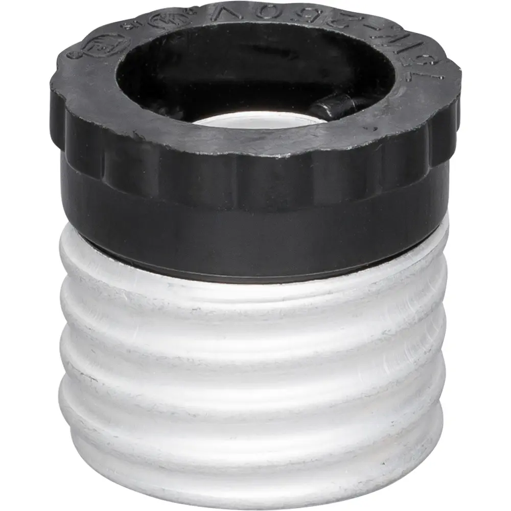 120 VAC Candelabra Light Socket Adapter, E12 to E26, Black