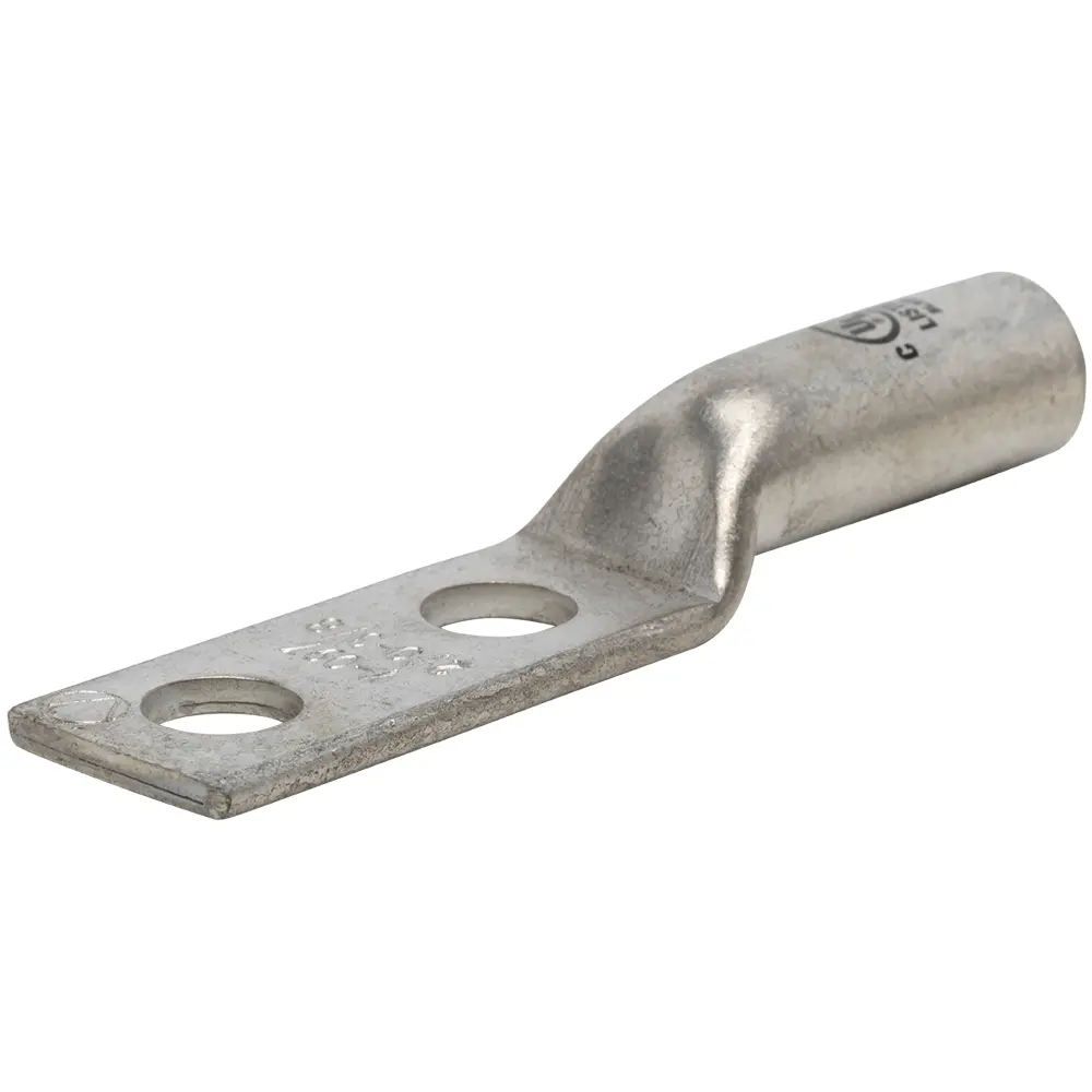 2/0 2-Hole Short Barrel Lugs, Copper Compression, Black, 3/8" Stud