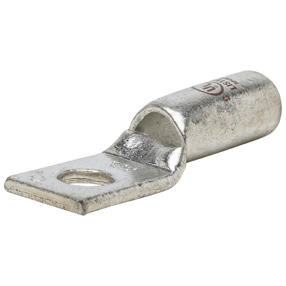 2 AWG Single-Hole Short Barrel Lug, Copper Compression, Brown, 5/16" Stud