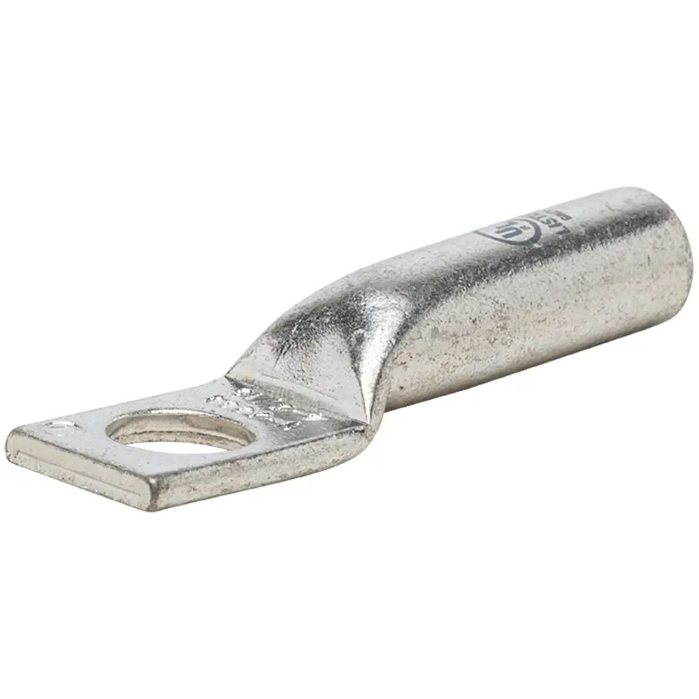 4 AWG Single-Hole Long Barrel Lug, Copper Compression, Gray, 5/16" Stud