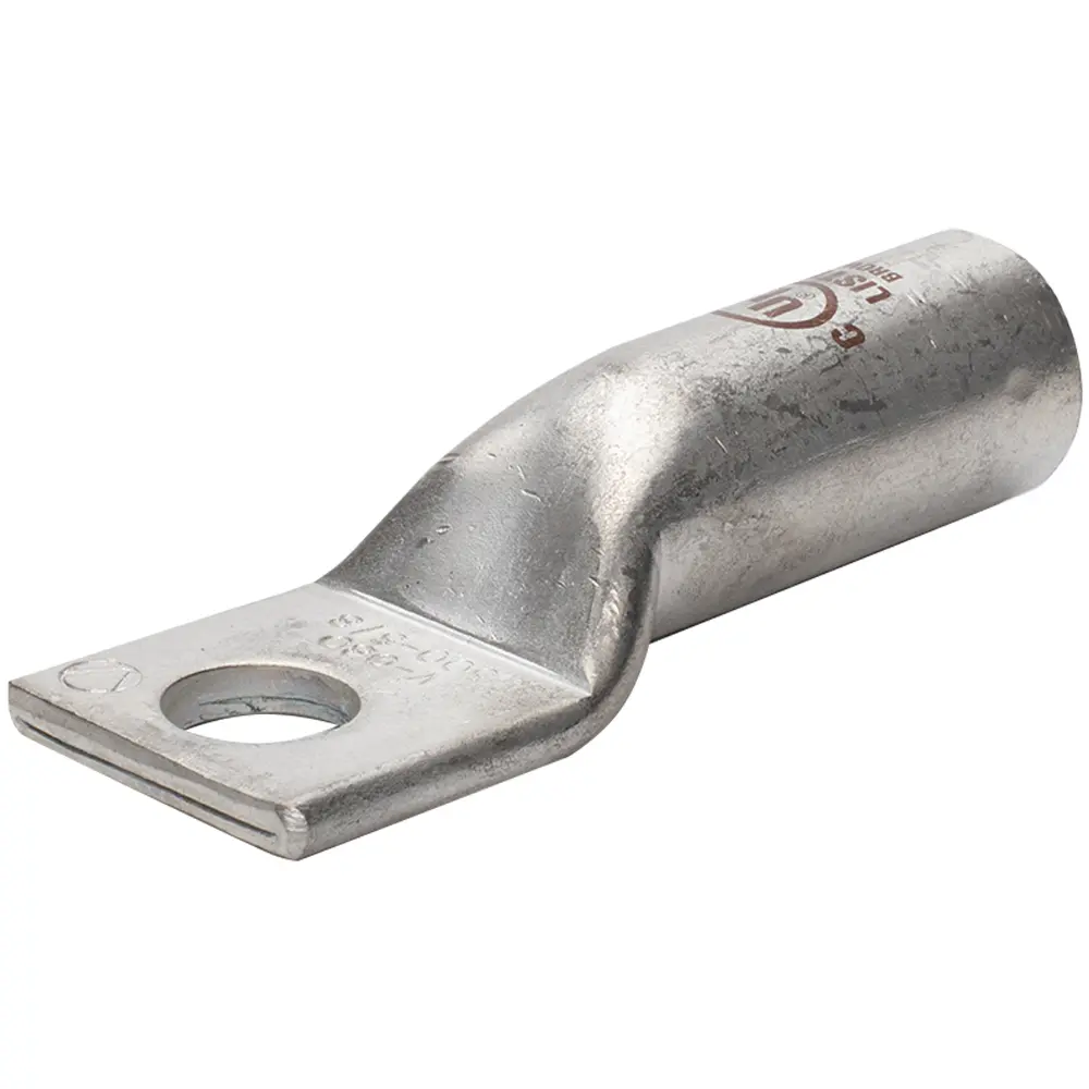 500 MCM Single-Hole Long Barrel Lug, Copper Compression, Brown, 5/8" Stud