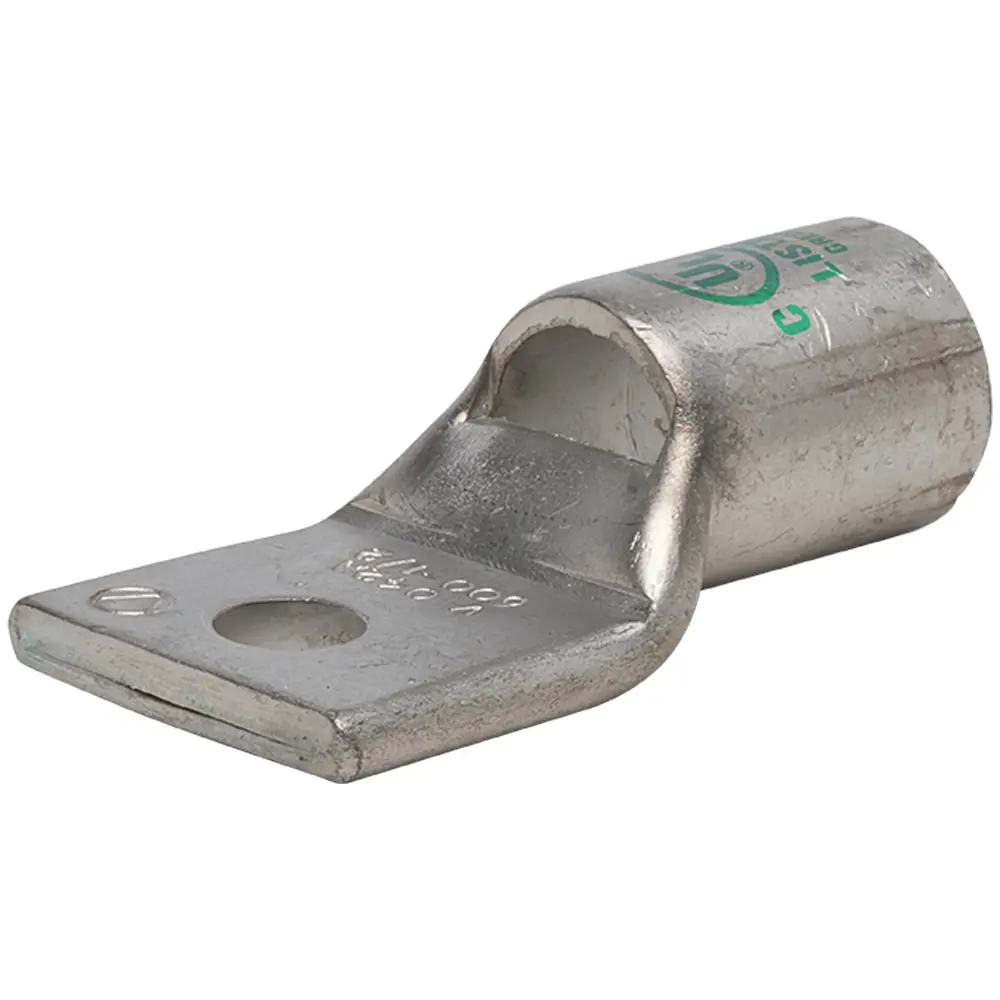600 MCM Single-Hole Short Barrel Lug, Copper Compression, Green, 1/2" Stud