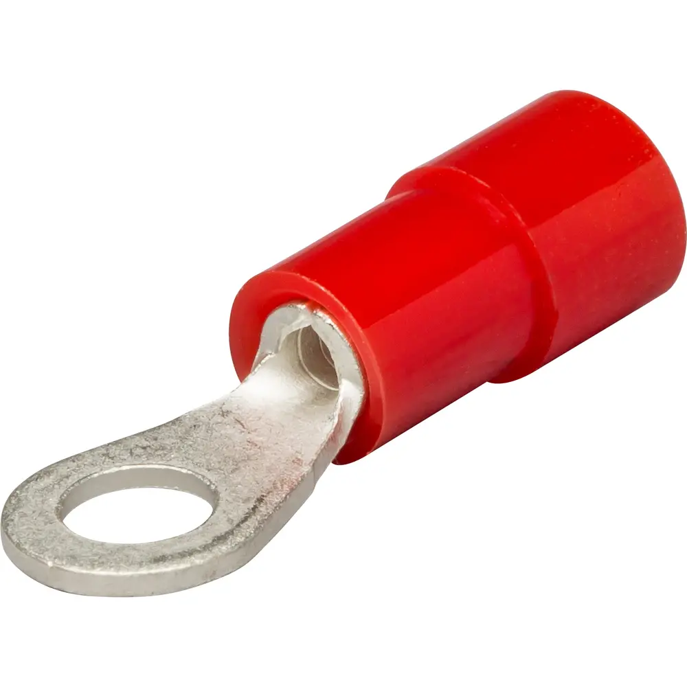 22-18 AWG Red Crimp Ring, Stud #6, Pack of 100