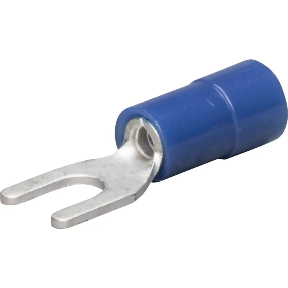 16 - 14 AWG Spade Crimp Terminal, #6 Stud, Blue, Blister Pack