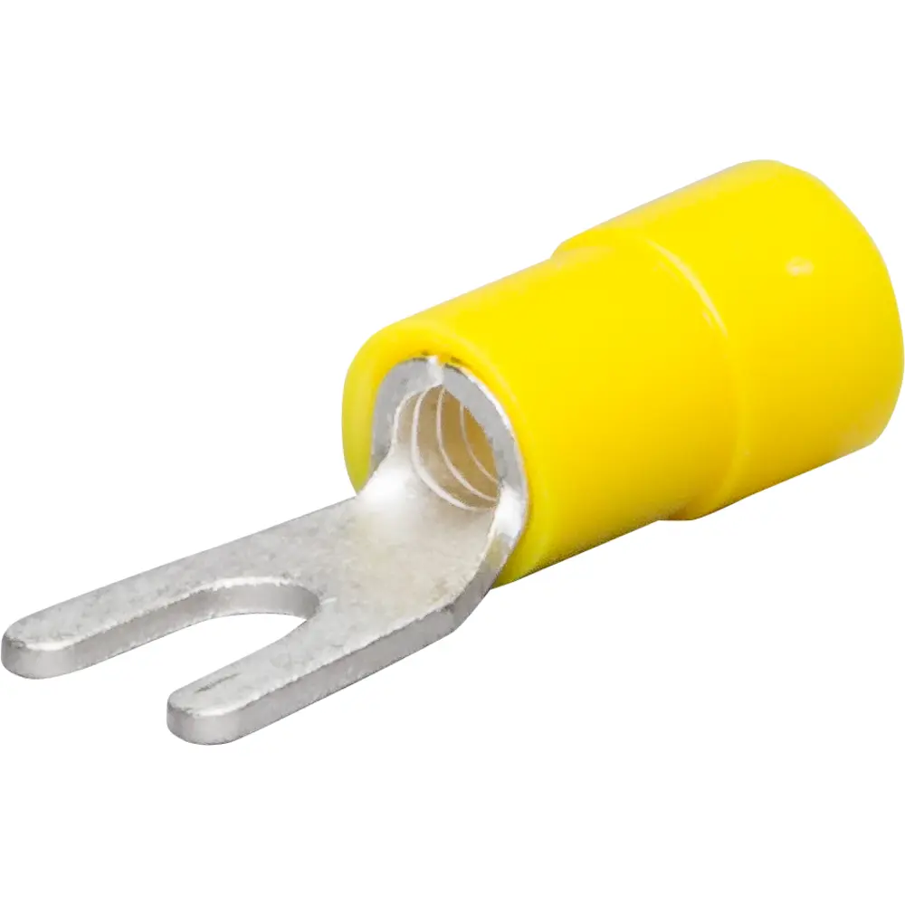 12 - 10 AWG Spade Crimp Terminal, #6 Stud, Yellow, Blister Pack