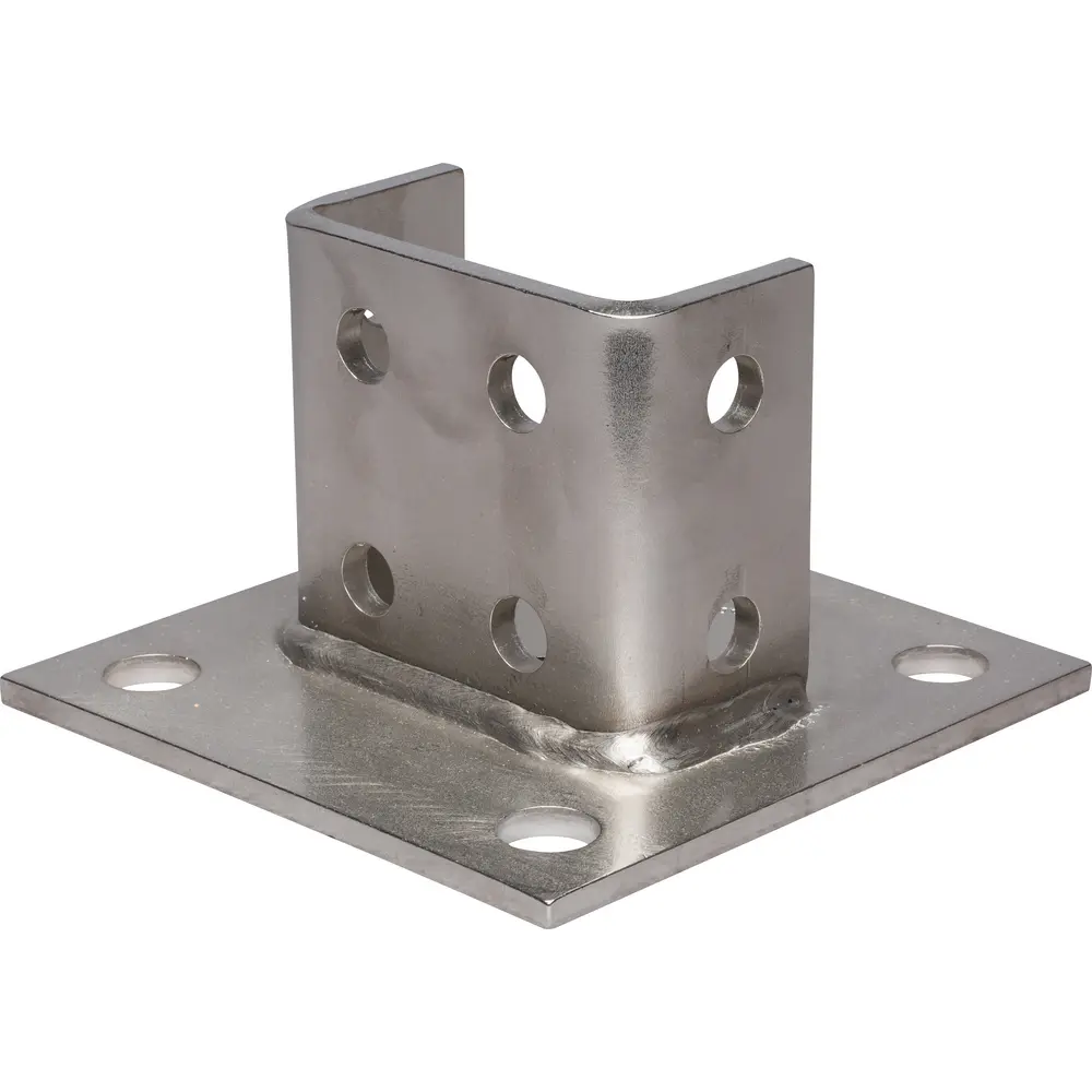 Post Base, Double, 1-5/8"x 1-5/8" Strut Compatibility, Stainless Steel ...