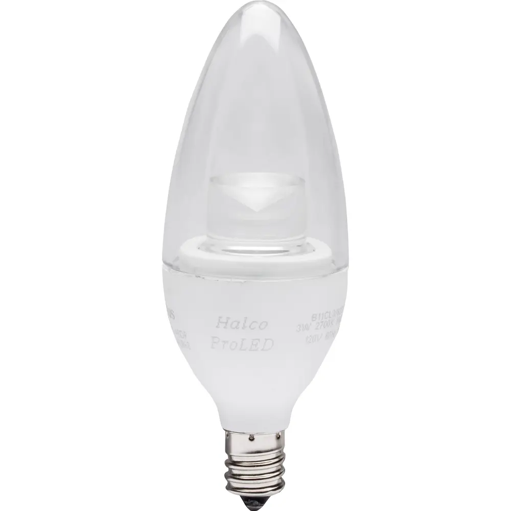3 W 120 VAC LED Bullet Chandelier Lamp, E12, 2700K
