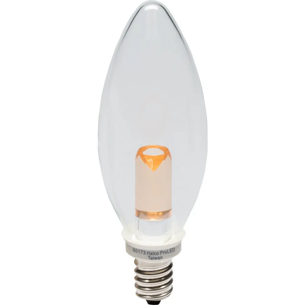 1 W 120 VAC LED Decorative Bullet Chandelier Lamp, E12, 2400K