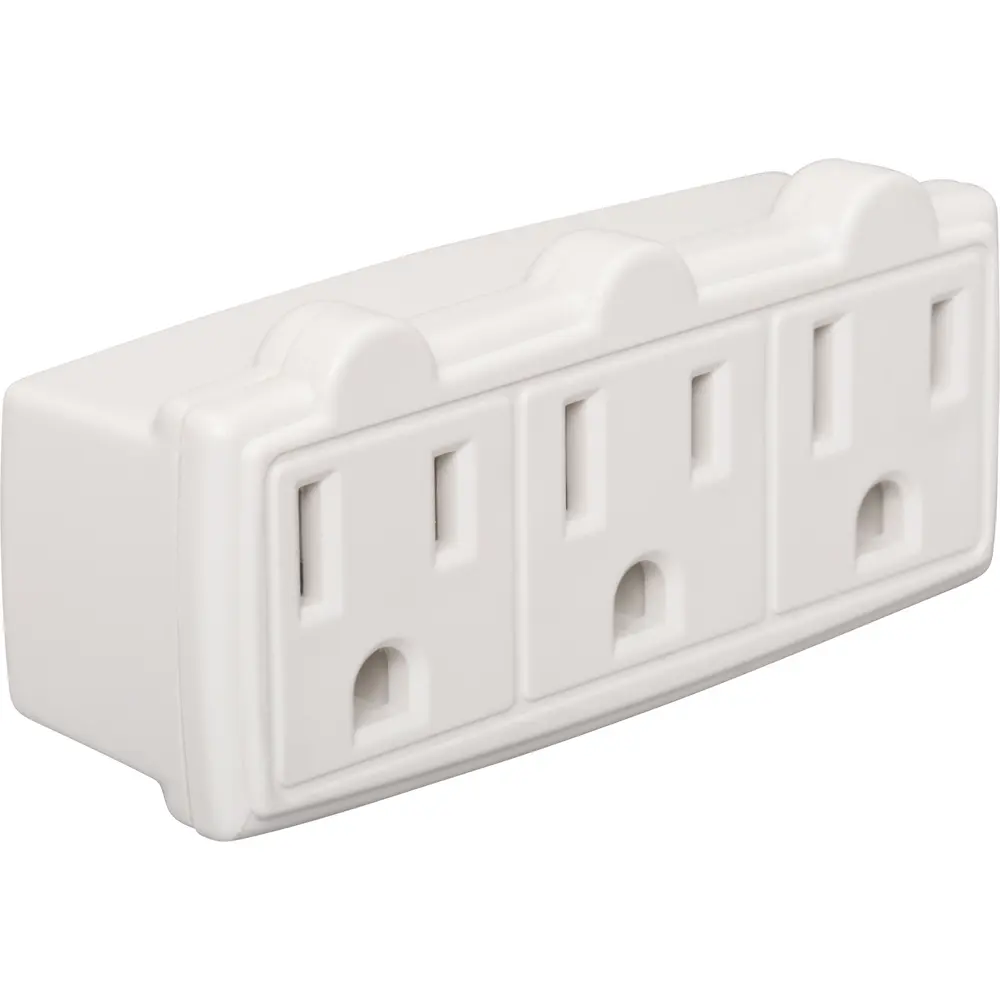 3 Outlet Ground Current Tap Plug-In Receptacle, Off White