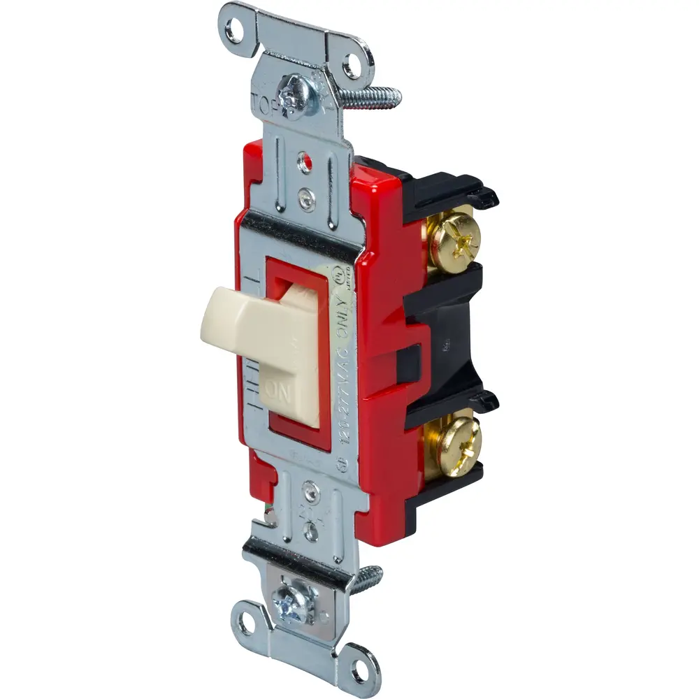 20A 120/277V General Purpose AC Toggle Switch, Single Pole, Ivory