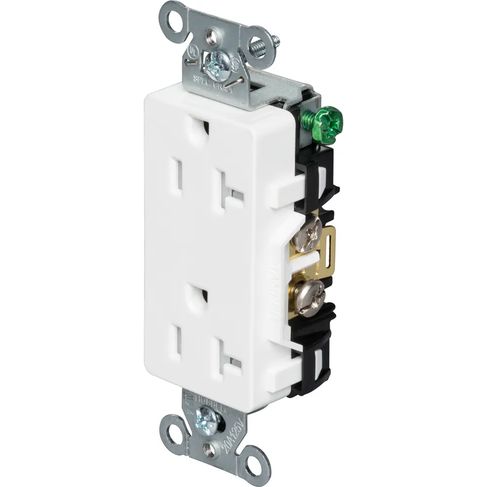 20 A 125 VAC Commercial Tamper-Resistant Decorator Duplex Receptacle, White