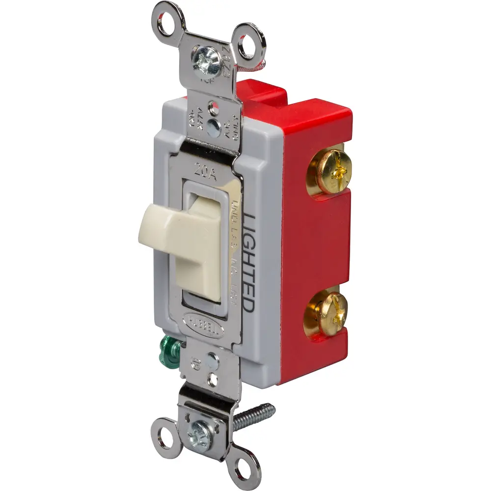 20A 120/277V Industrial Grade, Illuminated Toggle Switch, Single-Pole ...