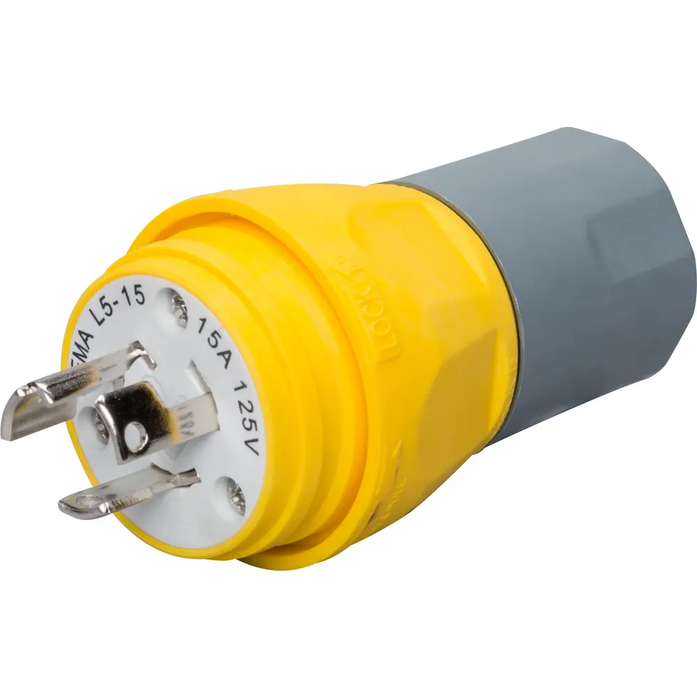 15A Watertight Twist-Lock® Plug, 2-Pole, 3-Wire, 125 VAC
