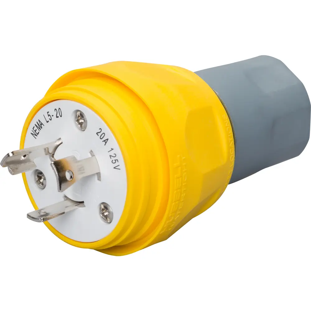 20A Twist-Lock® Watertight Plug, 2-Pole, 3-Wire, 125 VAC