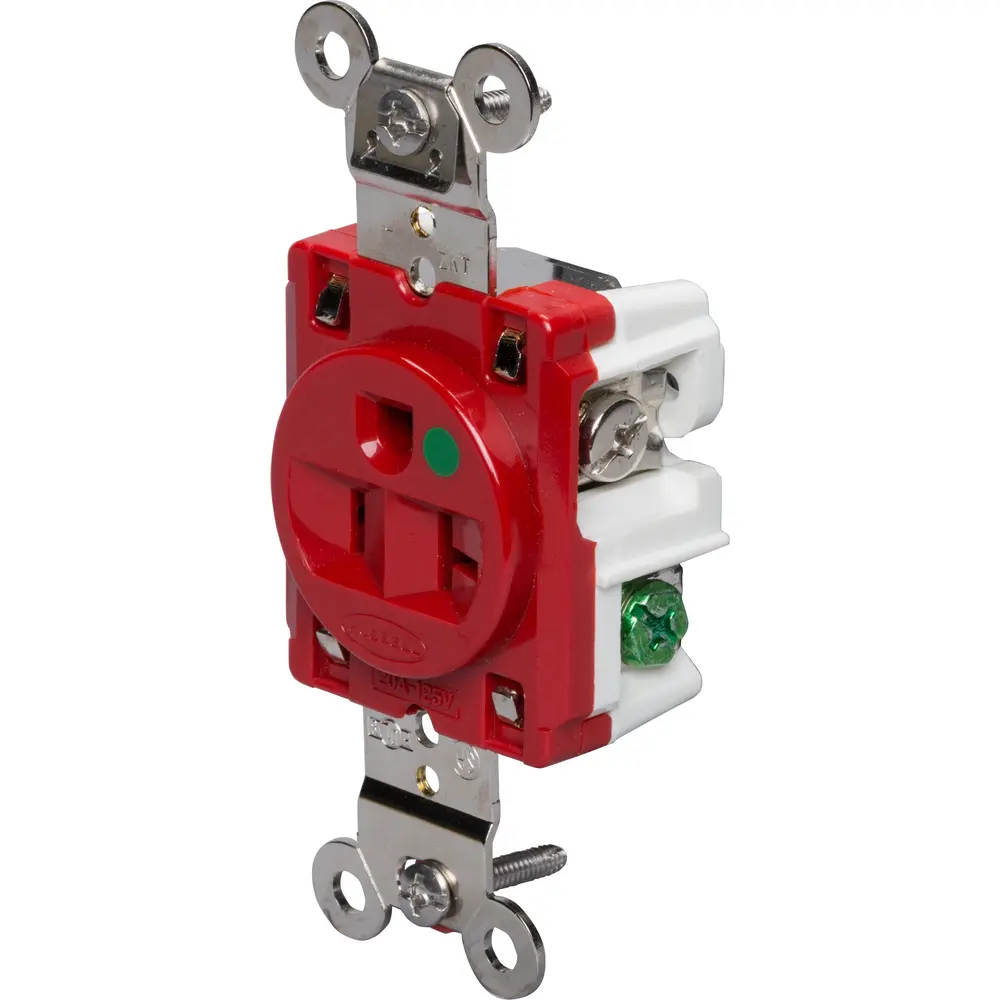 20 A 125 VAC 5-20R Extra Heavy-Duty Grade Duplex Receptacle, Red