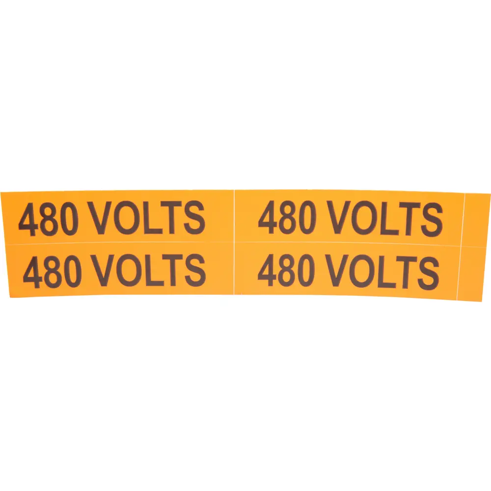 Warning Label, 480 Volts, Vinyl, 2-1/4 In. x 9 In., Orange/Black, (4)