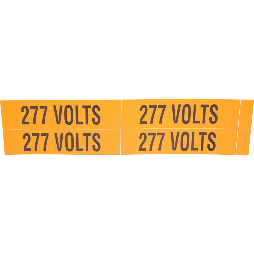 Warning Label, 277 Volts, Vinyl, 4-1/2 In. x 1 In., Orange/Black, (4)