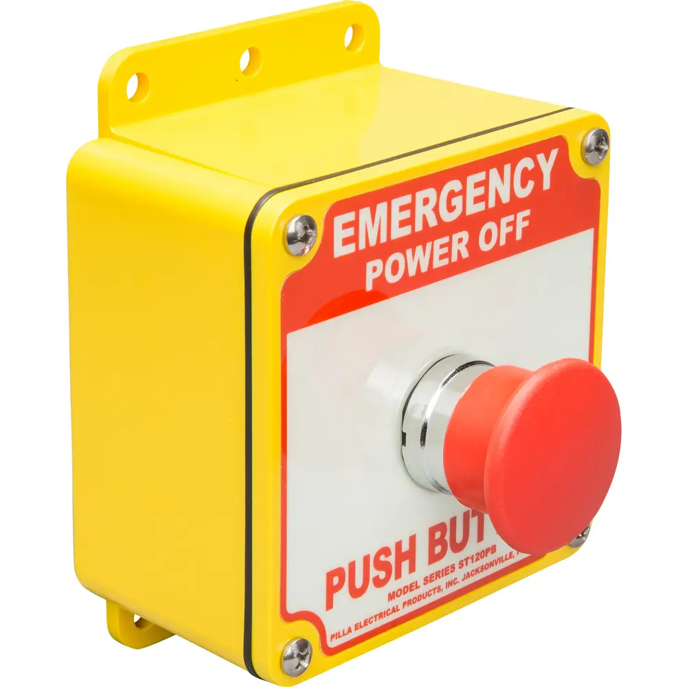 40 mm Emergency Power-Off Push Button, Momentary, Red/White